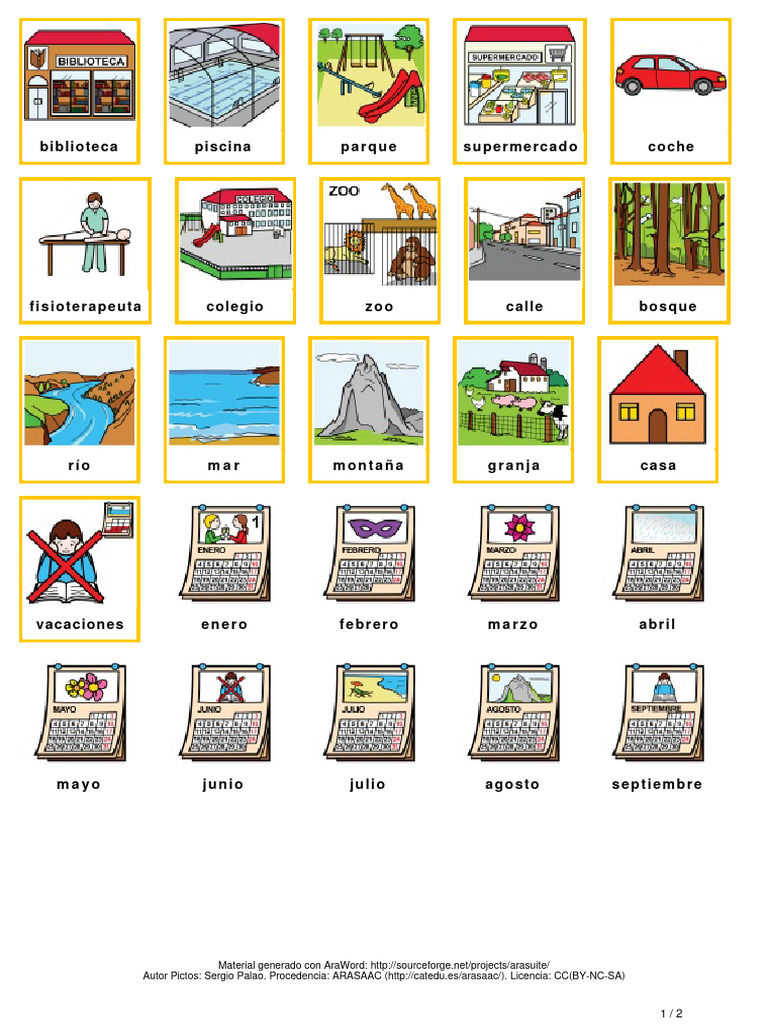 Pictogramas Lugares - Tiempo | PDF