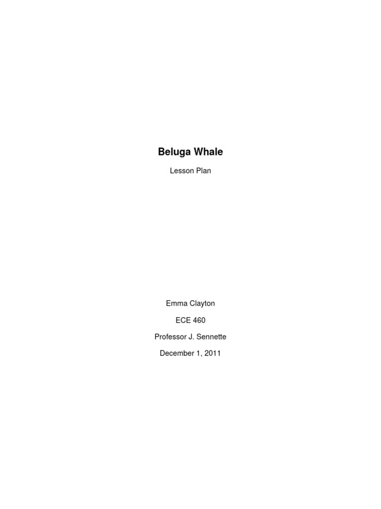 Beluga Whale Lesson Plan for Grades 2-3 | PDF | Syllable | Reading ...