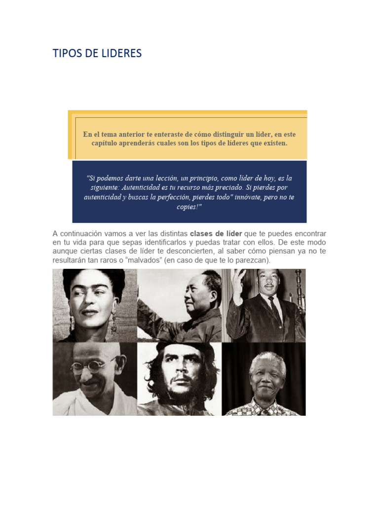 2.3 Tipos de Lideres | PDF | Liderazgo