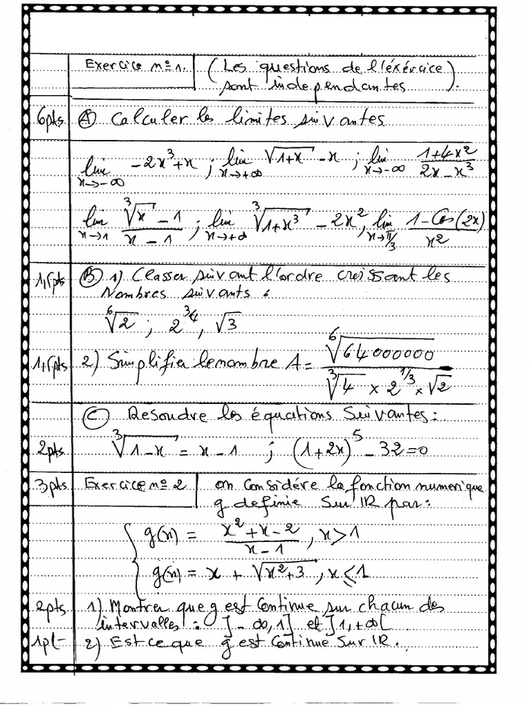Devoir 1 Modele 1 Mathematiques 2 Bac SPC Semestre 1 4 | PDF