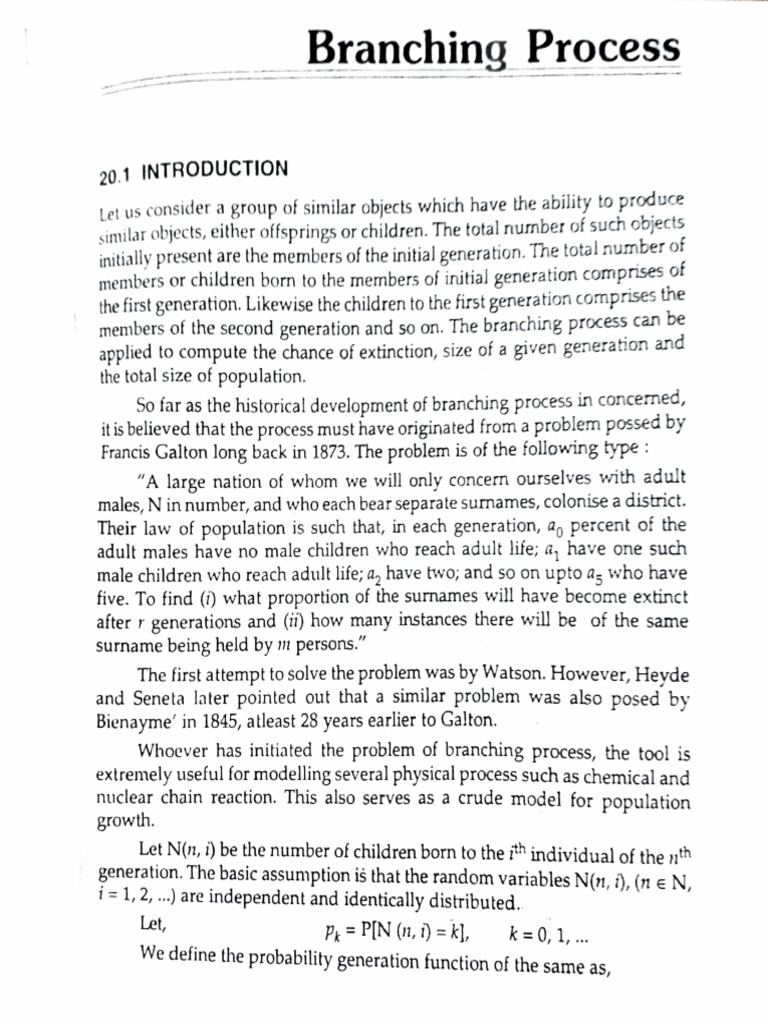 Branching - Process | PDF | Stochastic Process | Mathematical Analysis