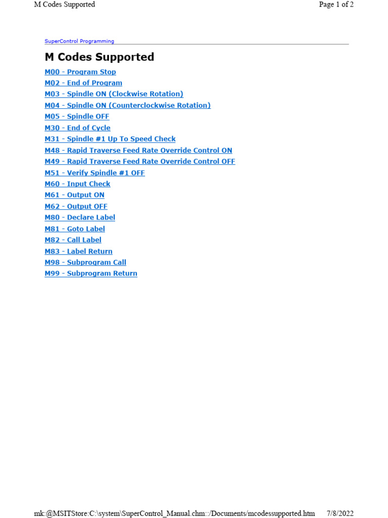 M Codes Thermwood CNC | PDF