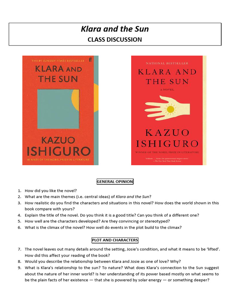 Klara and The Sun (Class Discussion) | PDF