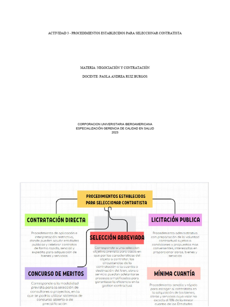 Procedimientos Establecidos para Seleccionar Contratista | PDF ...