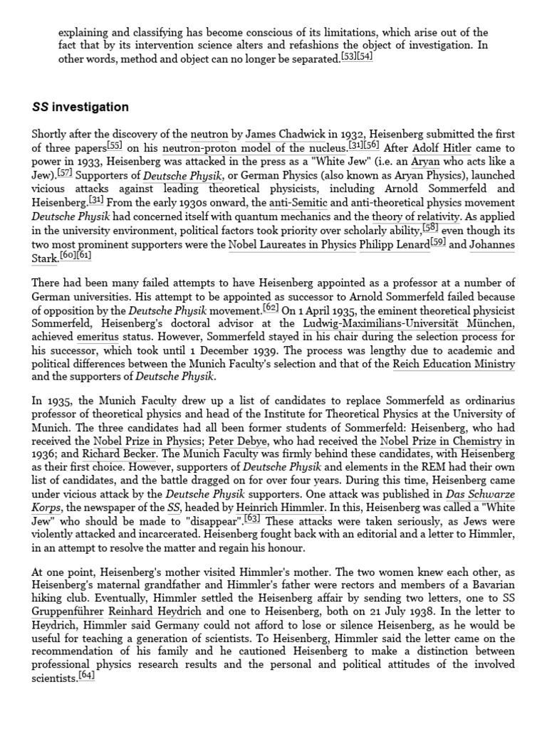 SS Investigation: Deutsche Physik Had Concerned Itself With Quantum Mechanics and The Theory of ...