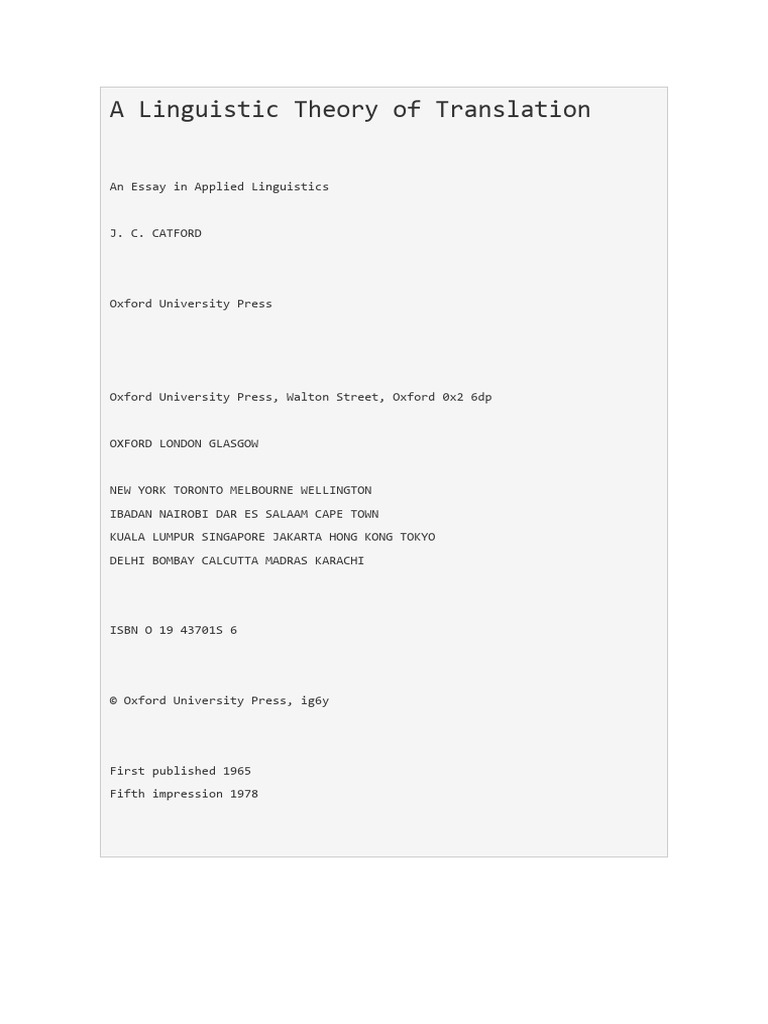 A Linguistic Theory of Translation | PDF | Dialect | Translations