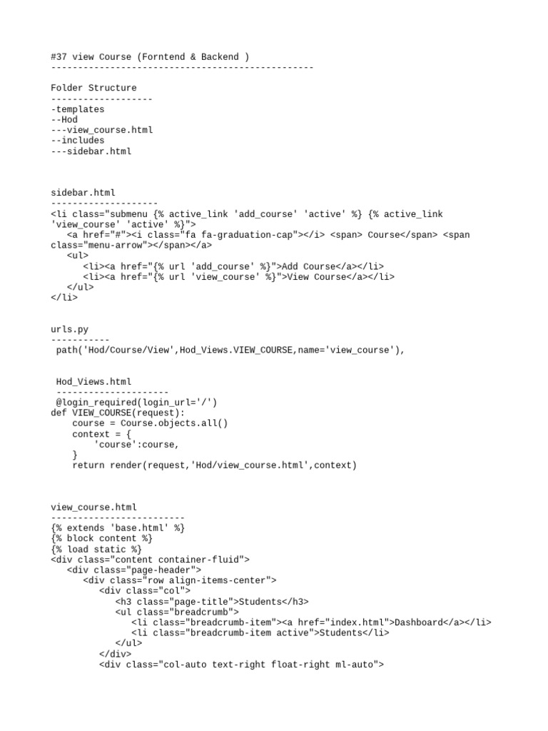 #37 View Course (Forntend & Backend) | PDF | Computer Engineering | Cyberspace