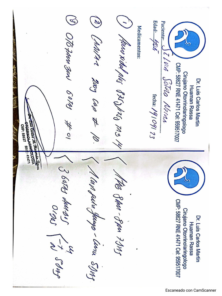 Receta Médica Otorrinologo Sotelo | PDF