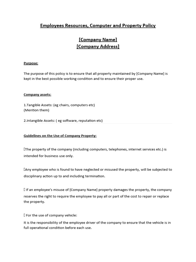 Company Property Policy | PDF | Technology & Engineering