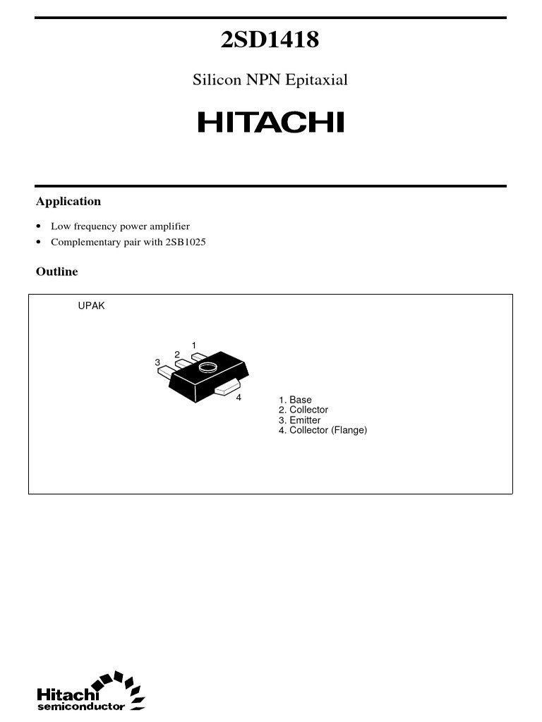 2SD1418 Silicon NPN Transistor Specs | PDF | Bipolar Junction ...