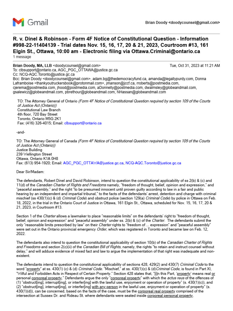 Constitutional Challenge Notice | PDF | Search And Seizure | Crimes