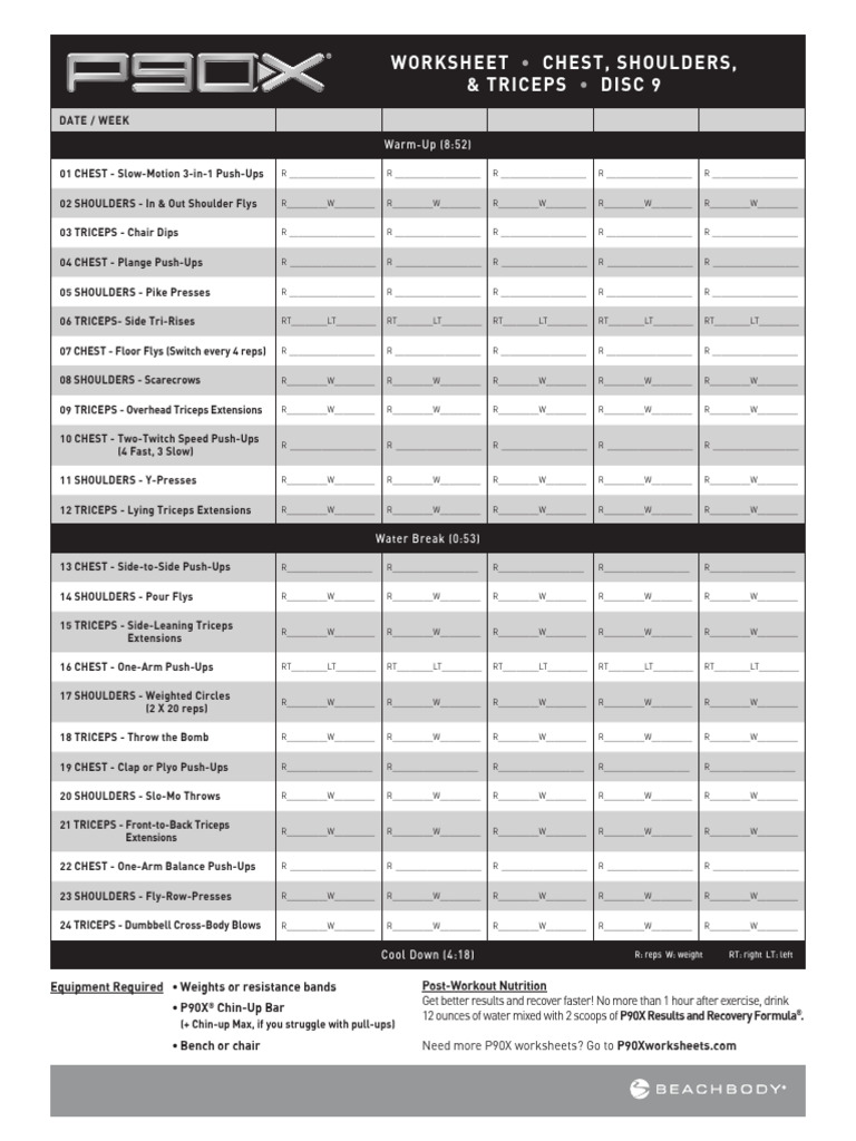 3 P90X Worksheets | Download Free PDF | Strength Training | Physical ...