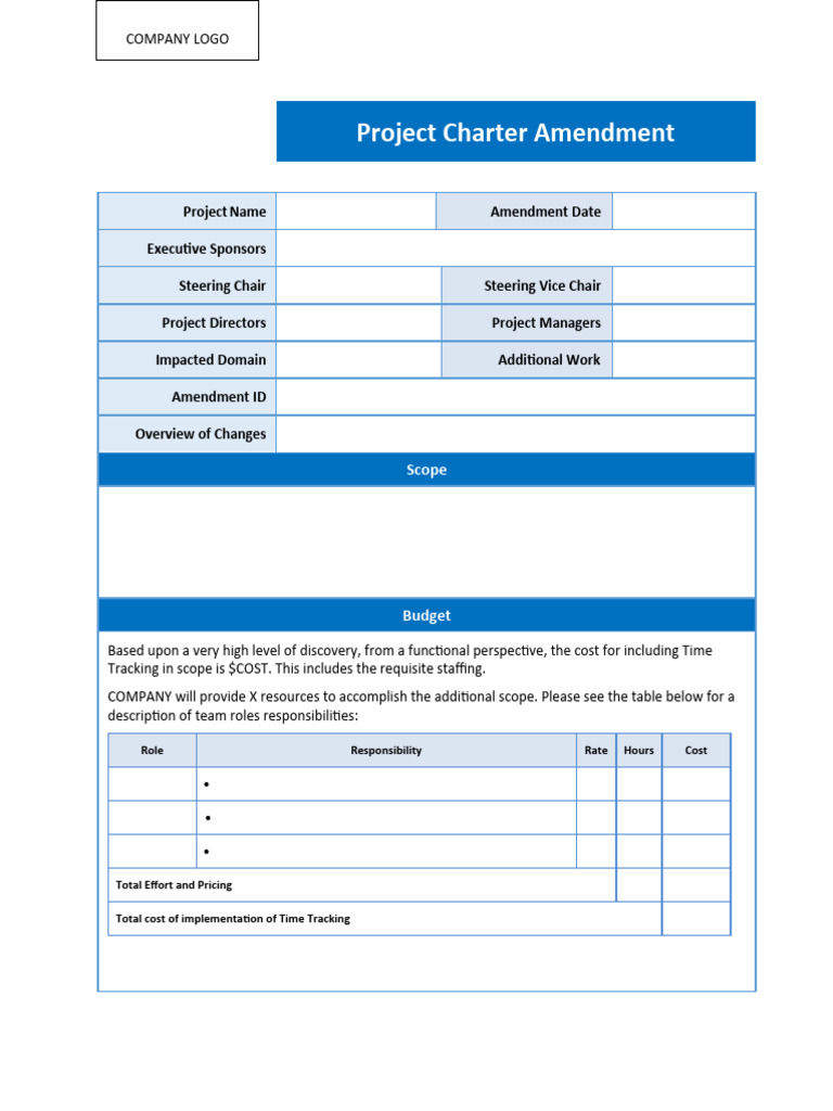 Project Charter Amendment | PDF | Business | Economies