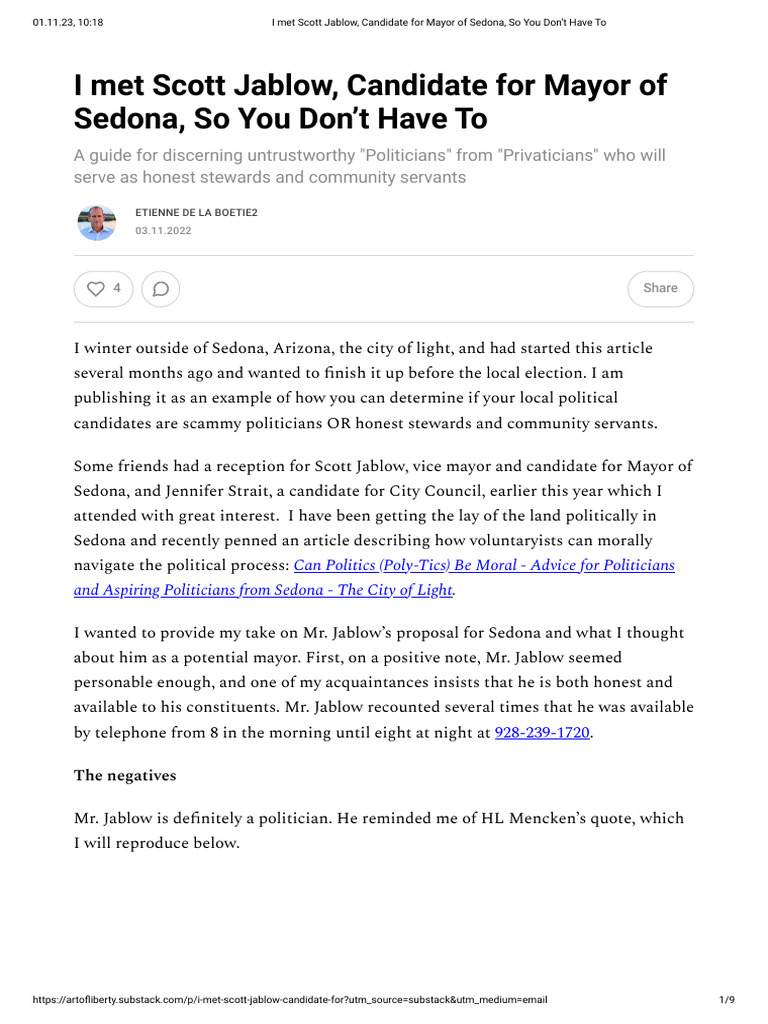 Evaluating Scott Jablow for Sedona Mayor | PDF | Police | Crimes