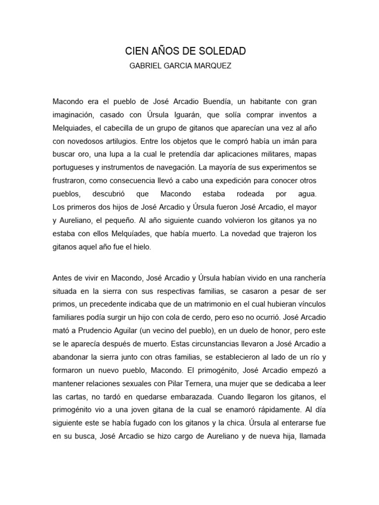 CIEN AÑOS DE SOLEDAD GABRIEL GARCIA MARQUEZ | PDF