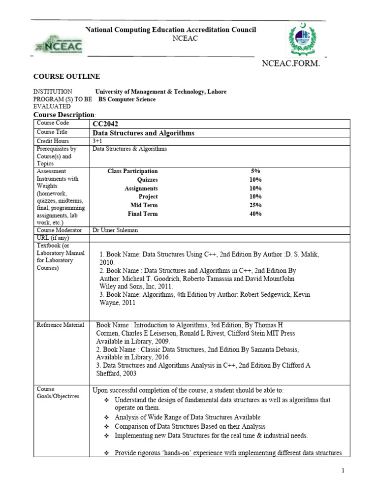 Fall 2023, DSA Outline | Download Free PDF | Algorithms | Computer Science