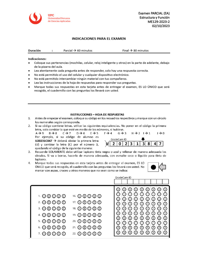 ME129 Indicaciones Exámenes (EA - EB) | PDF