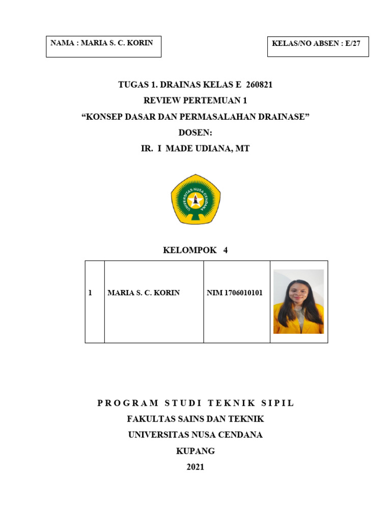 Pert.2 Pres.1 Tgs.1 Drain.e Review Klp.4 Maria S.C.K. 260821 | PDF | Sains & Matematika
