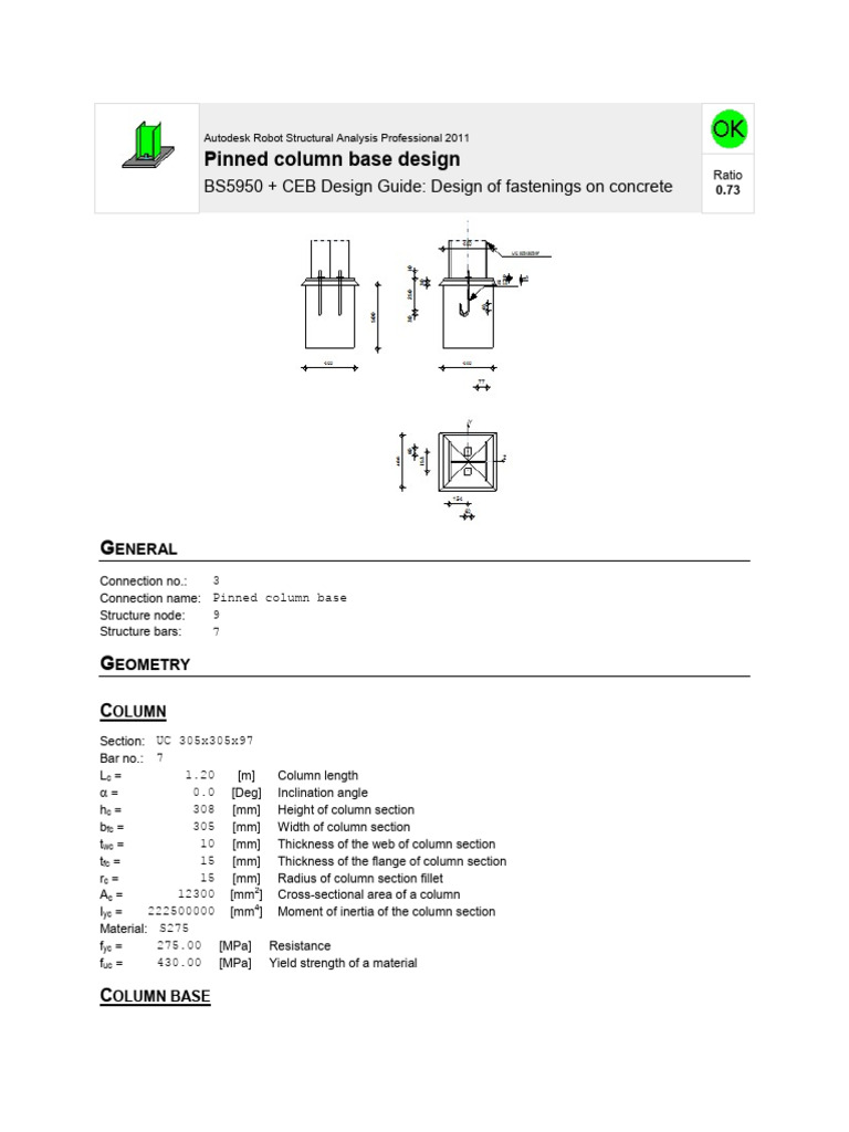 Column Base Plate Connection | PDF | Column | Screw