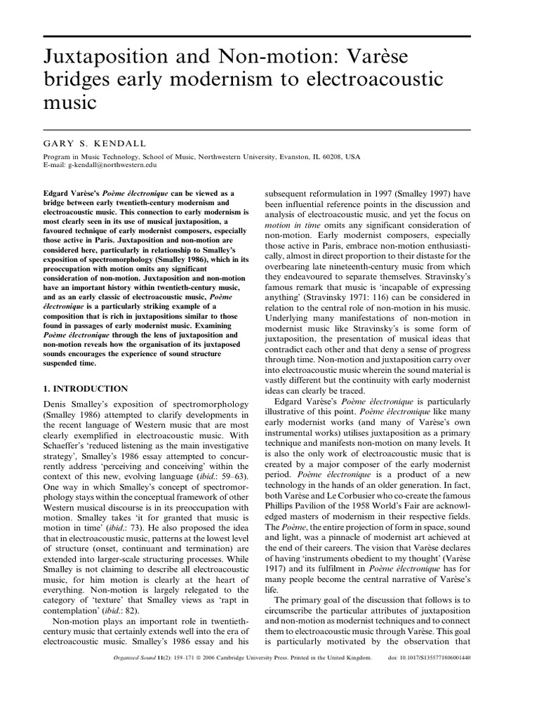 Juxtaposition and Non Motion Varese Brid | PDF | Harmony | Modernism