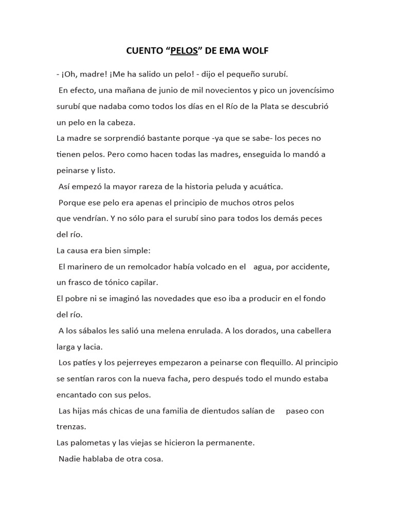 Cuento Pelos de Ema Wolf | PDF | Pescado | Sistema tegumentario