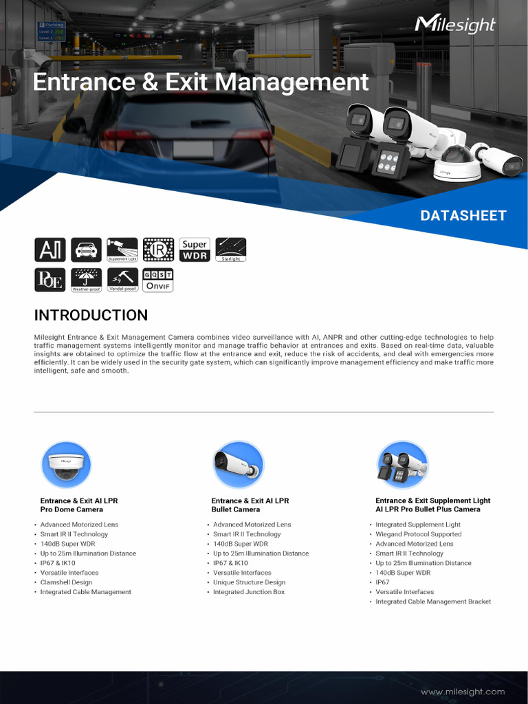 Milesight Entrance and Exit Management Datasheet en | PDF | Camera | Camera Lens