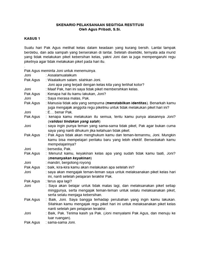 Skenario Pelaksanaan Segitiga Restitusi-Agus Pribadi | PDF