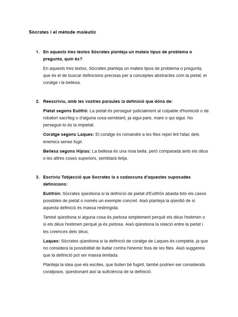 Sòcrates I El Mètode Maièutic | PDF