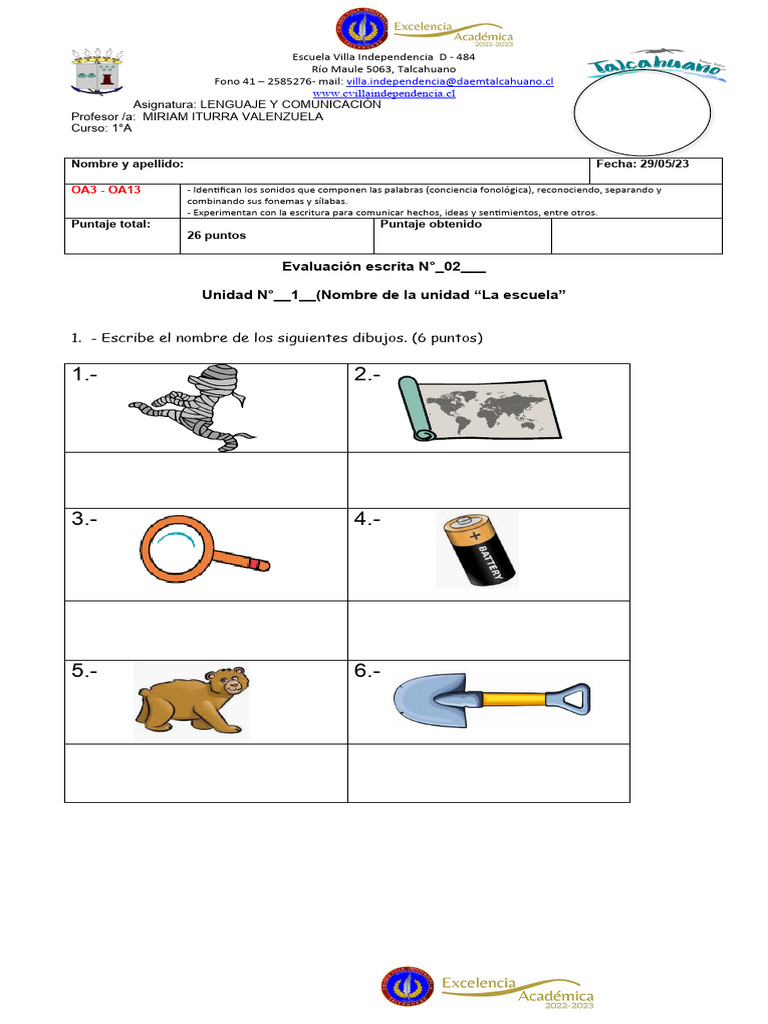 Evaluación Lenguaje N°2 | PDF | Fonología | Fonética