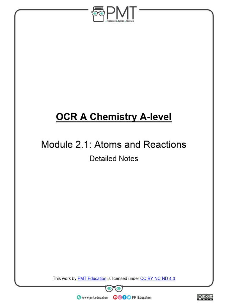 A-Level Chemistry: Atoms & Reactions Notes | PDF | Redox | Mole (Unit)