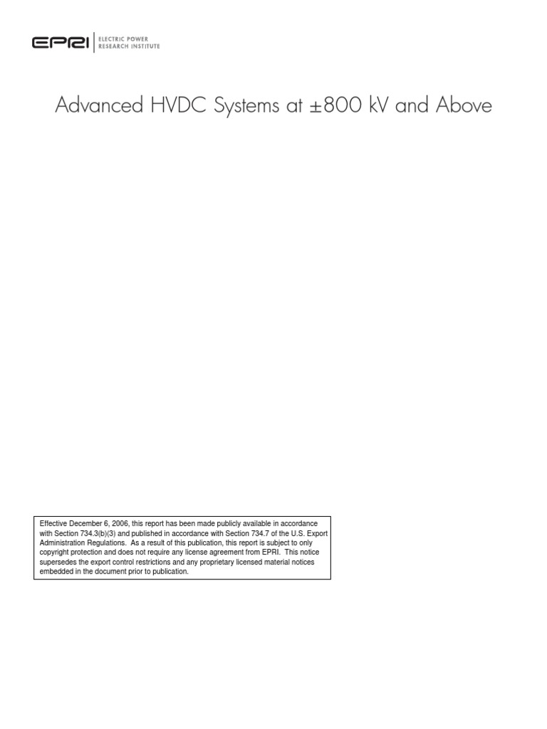 Advanced HVDC Systems at 800 KV and Above | PDF | High Voltage Direct ...