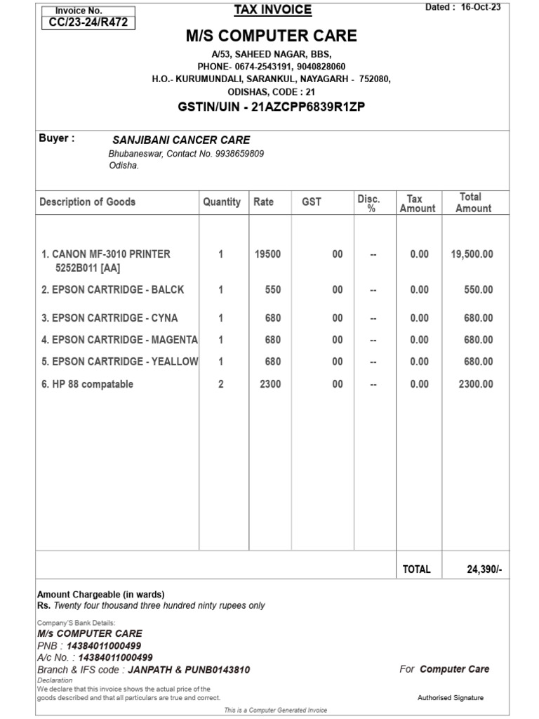 Canon Printer | PDF | Invoice | Economies
