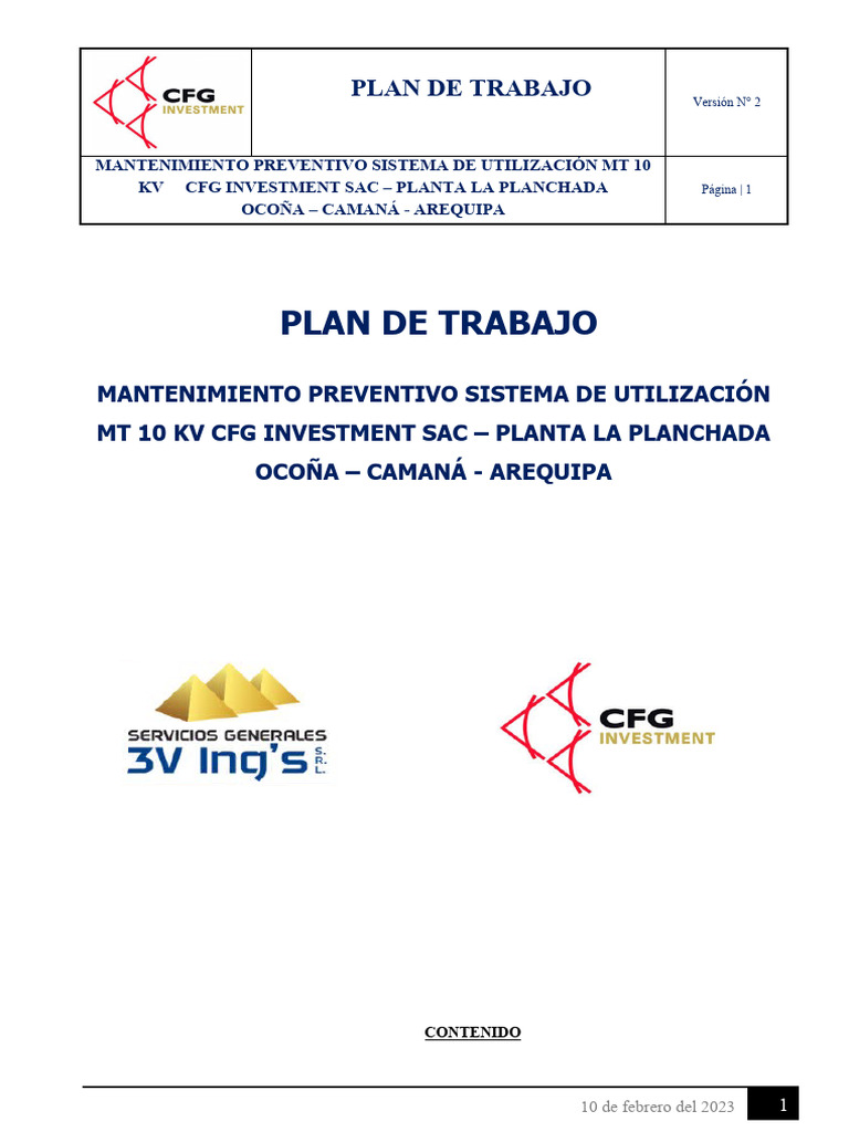 01 Plan de Trabajo Mantenimiento Preventivo Sistema de Utilización Mt ...