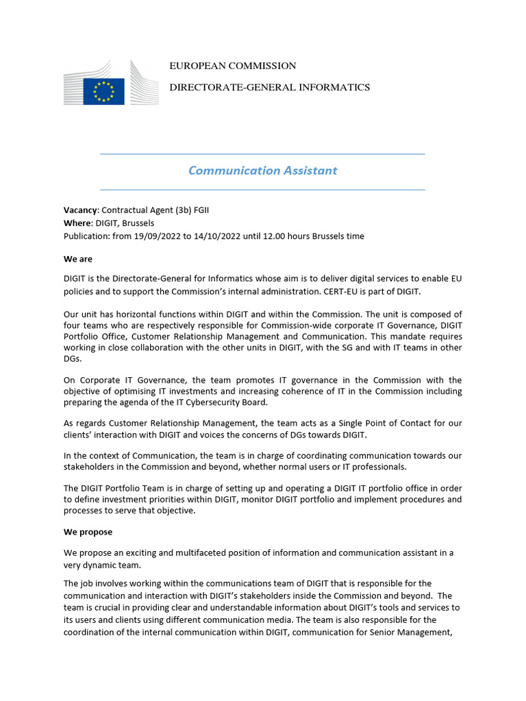 Communication Assistant GF II A1 | PDF | Governance