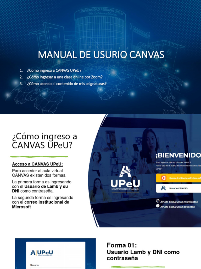 Guía de Acceso a Canvas UPeU | PDF