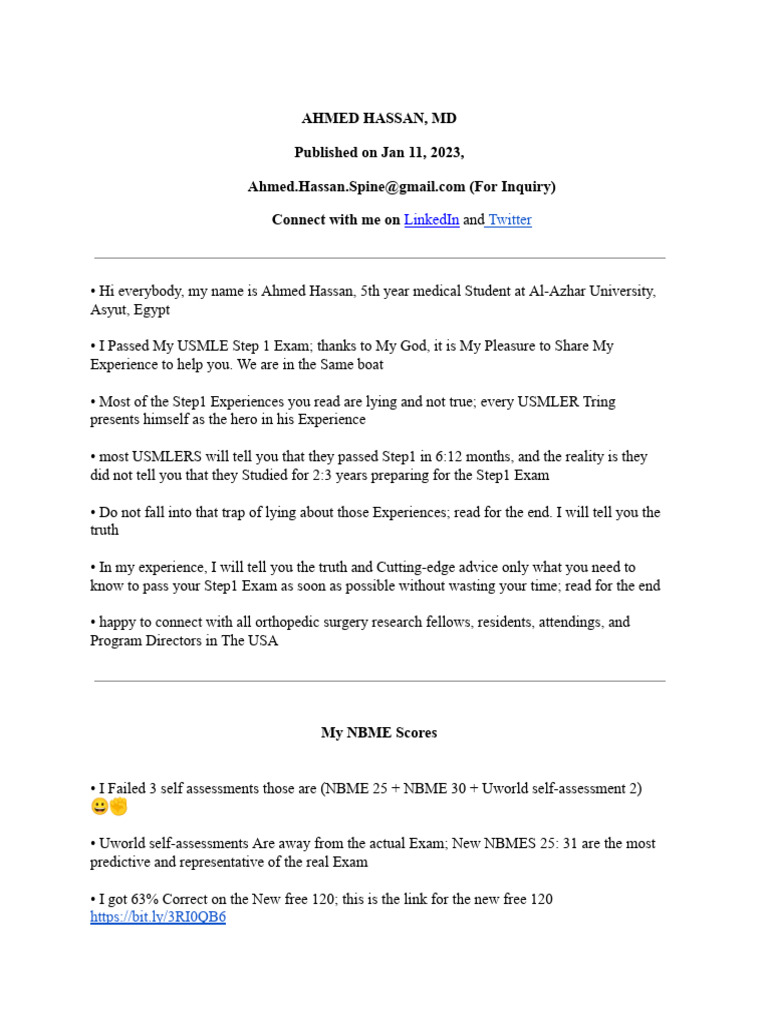 Dr. Hassan USMLE Step1 Experience | PDF | Memory | Spinal Cord