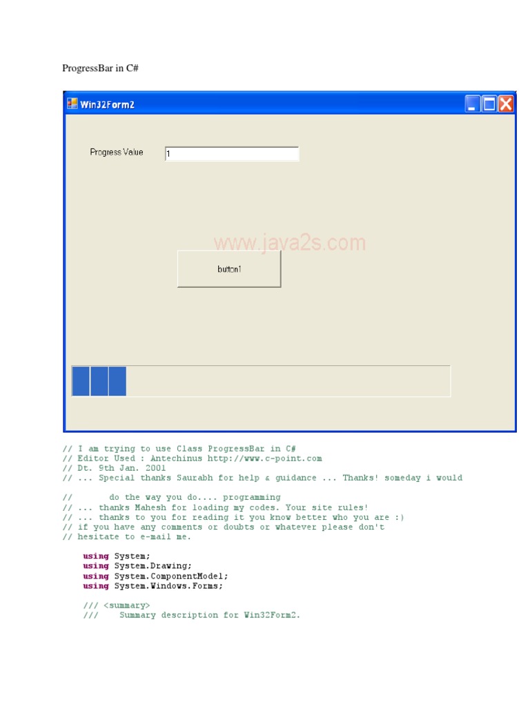 Progress Bar | PDF | C Sharp (Programming Language) | Timer