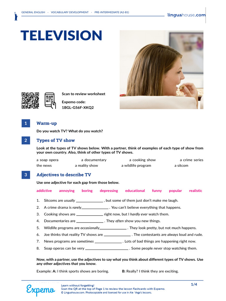 Television American English Teacher | Download Free PDF | Adverb | Verb