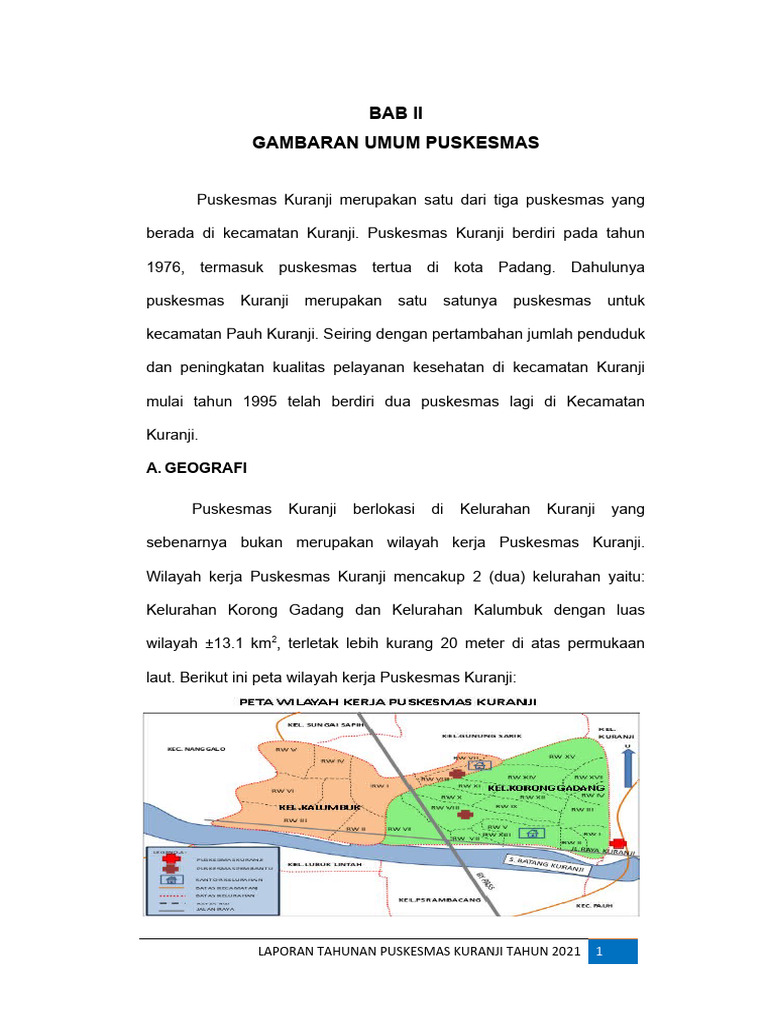 Bab Ii Puskesmas Kuranji Tahun 2021 Pdf