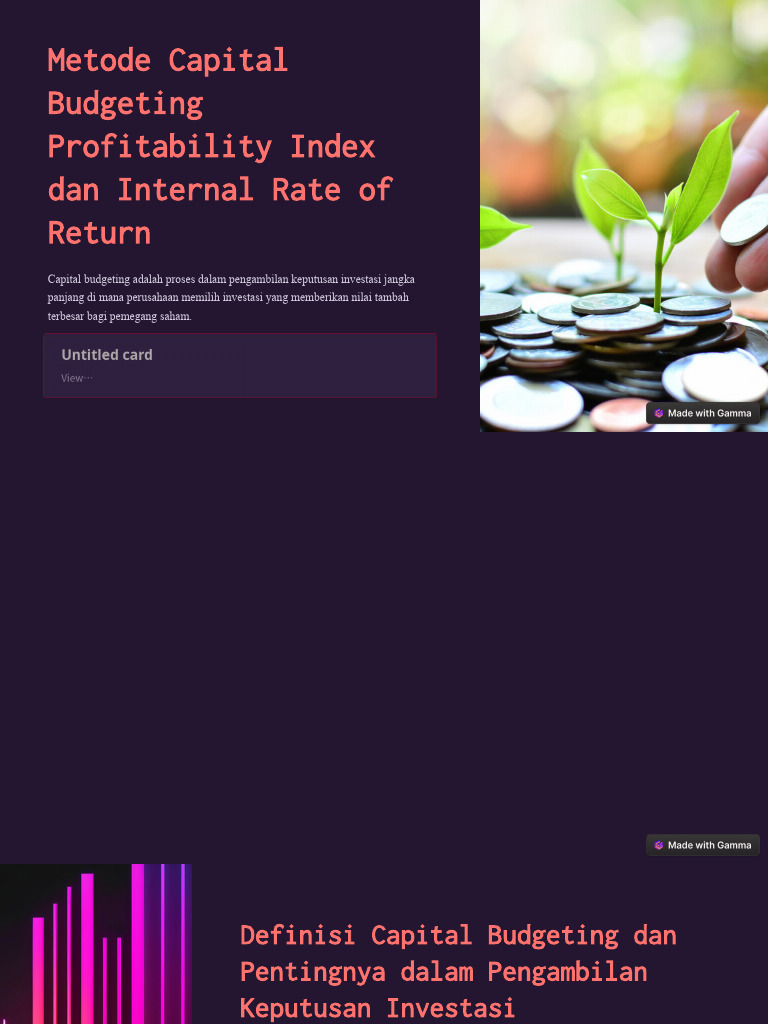 Metode Capital Budgeting Profitability Index Dan Internal Rate Of