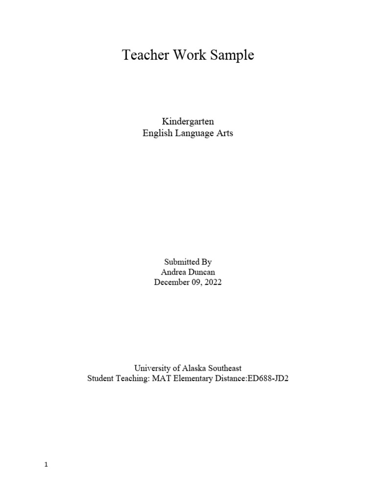 Final Teacher Work Sample | PDF | Learning | Classroom