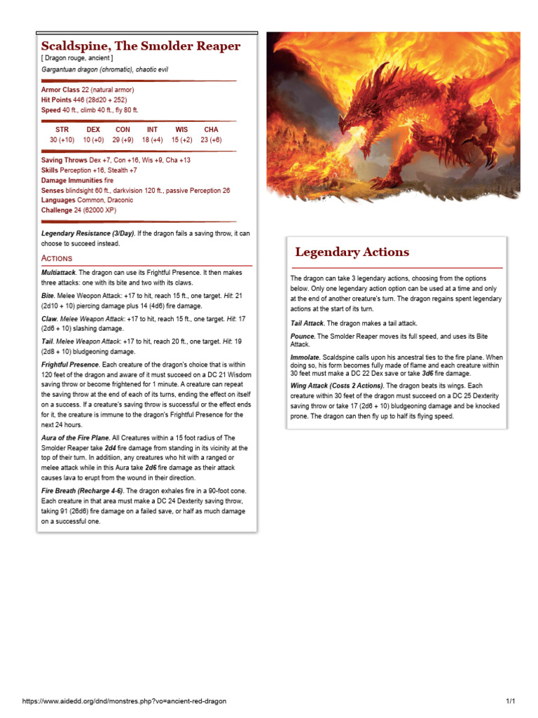 Scaldspine, The Smolder Reaper | PDF | Role Playing Games | Dragon