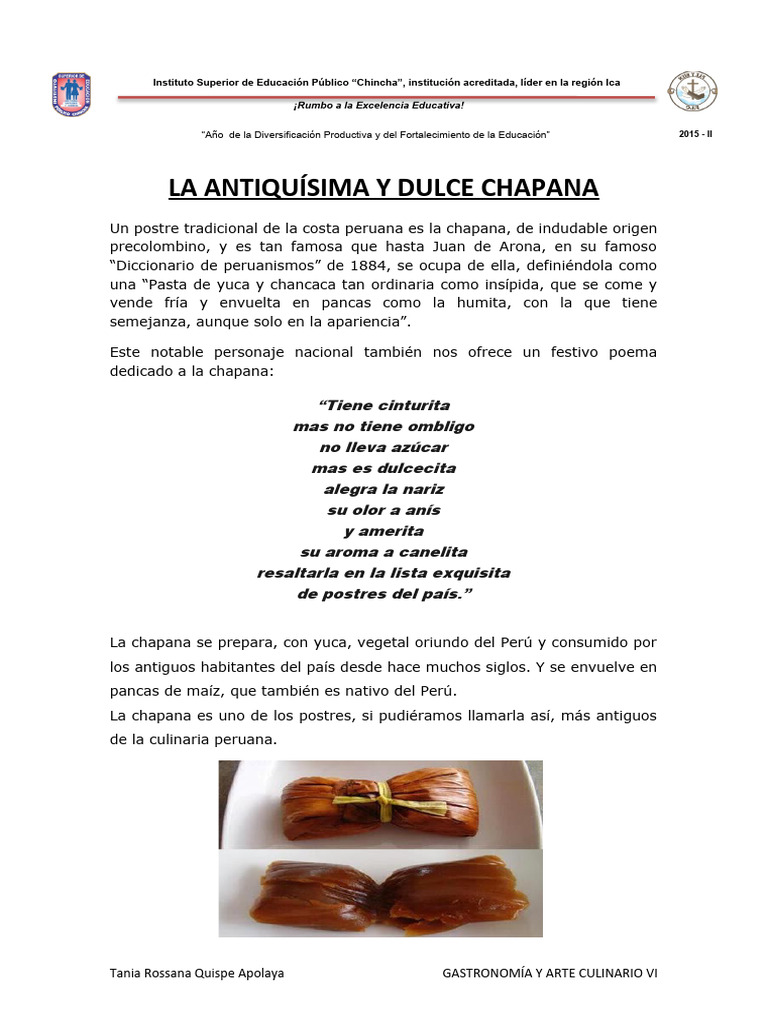 Chapana: Dulce Tradicional Peruano | PDF | Postres | Comida y bebida