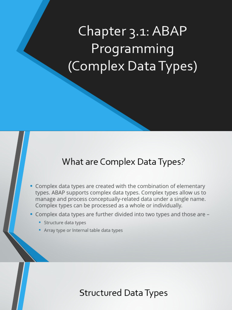 Chapter 3.1 ABAP Editor (Complex Data Types) | PDF
