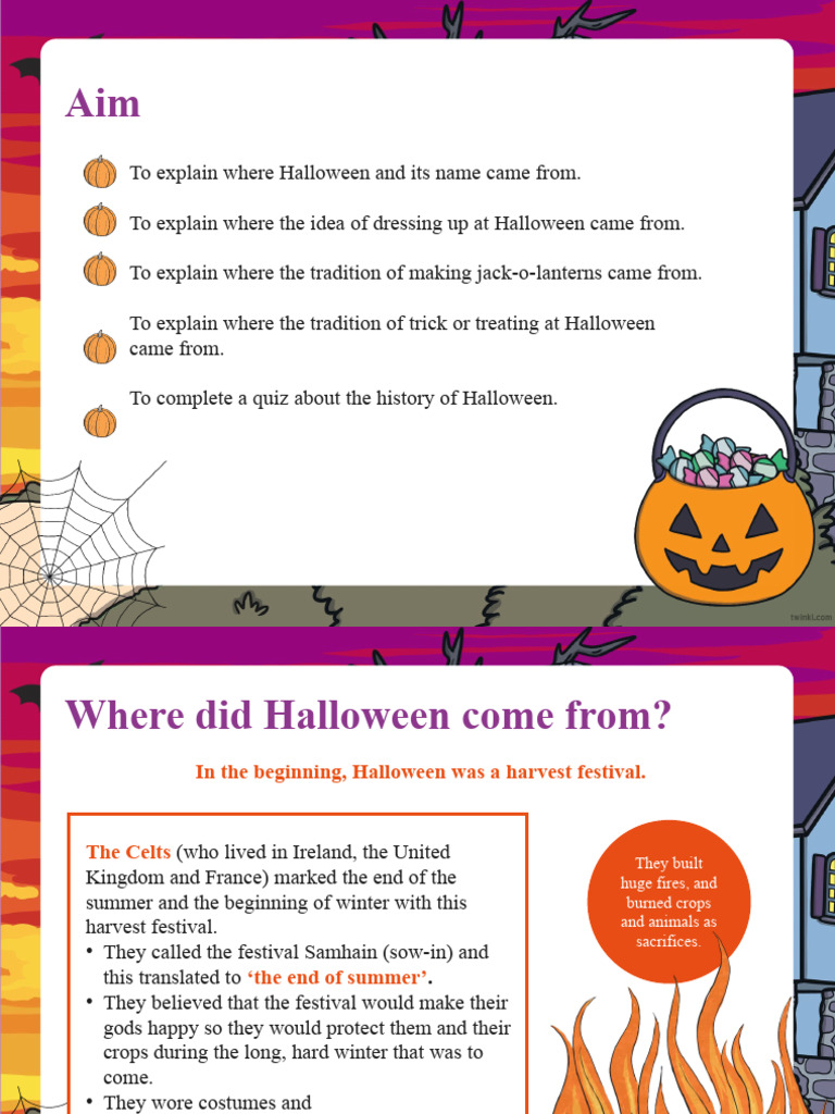 The History of Halloween Powerpoint and Comprehension | PDF | Halloween ...