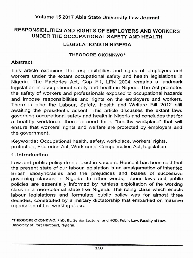 Responsibilities and Rights of Employers | PDF | Occupational Safety ...