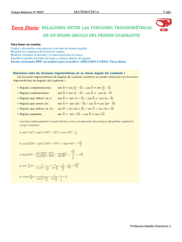 Funciones Trigonometricas | PDF | Trigonometría | Geometría del plano euclidiano