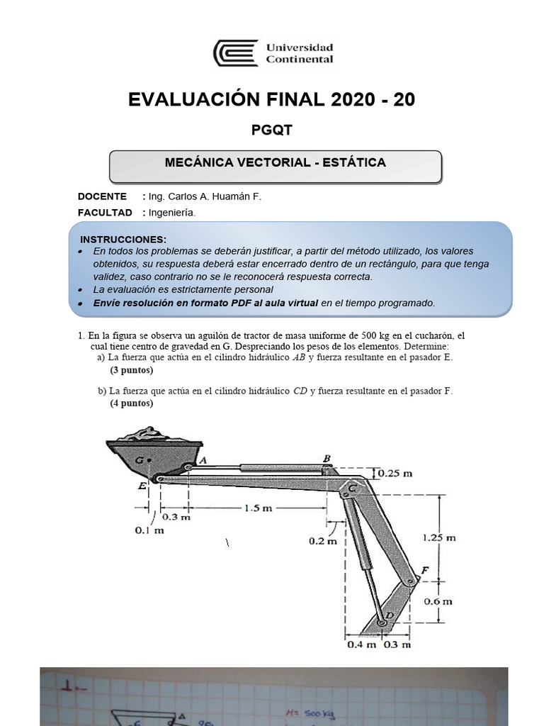 EVALUACIÓN FINAL Estática C01 | PDF | Métodos y materiales de enseñanza