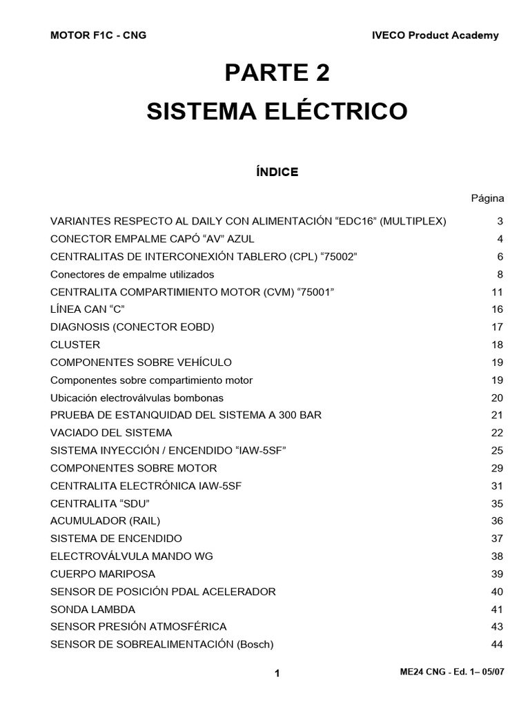 Sistema Eléctrico Motor F1C CNG IVECO | PDF | Inyección de combustible ...