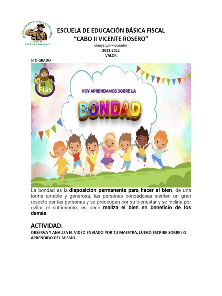 Valor Bondad | PDF | Ciencias sociales | Salud y bienestar